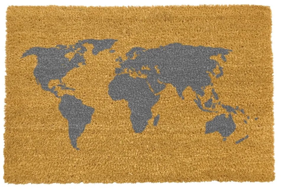 Rohožka z přírodního kokosového vlákna Artsy Doormats World Map, 40 x 60 cm