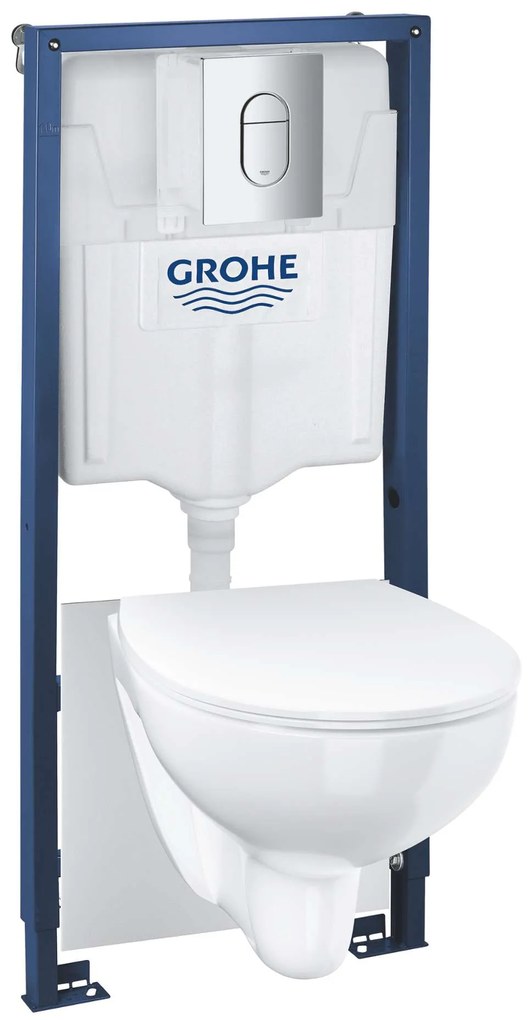 Grohe Solido - Set předstěnové instalace, klozetu Euro Ceramic a sedátka softclose, tlačítko Arena Cosmopolitan, chrom 39902000