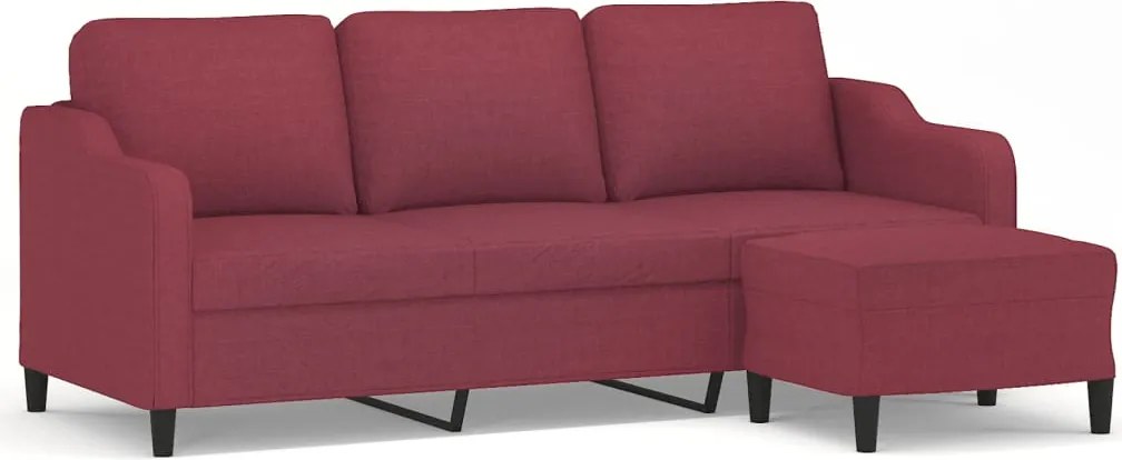3místná pohovka s podnožkou vínová 180 cm textil 3201141