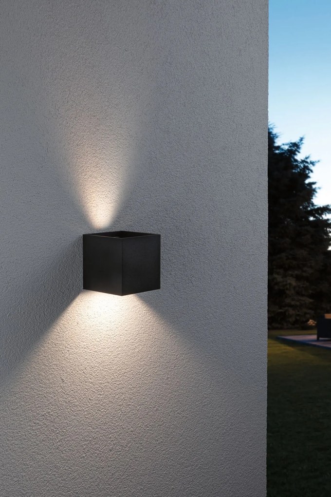 P 94847 Domovní LED venkovní nástěnné svítidlo Smart Home Zigbee Cybo IP44 hranaté 100x100mm RGBW 2x2,5W 230V antracit hliník - PAULMANN