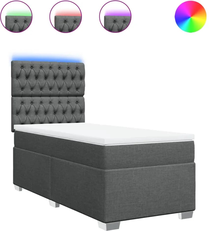 Box spring postel s matrací tmavě šedá 100 x 200 cm textil 3292707