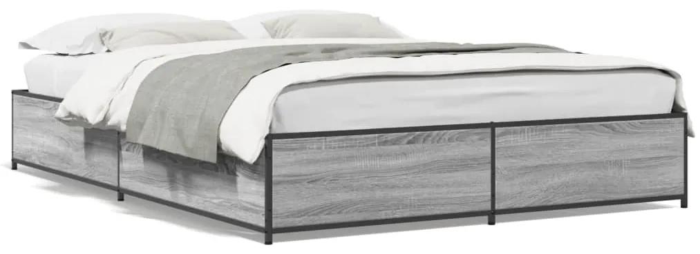 Rám postele šedý sonoma 140 x 190 cm kompozitní dřevo a kov,  3279855