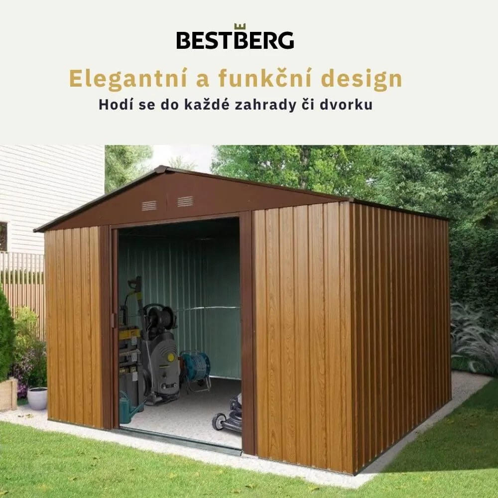 Zahradní domek BestBerg ZDB-7D / 7,2 m² / 301 x 238 x 214 cm / dekor dřevo/hnědá