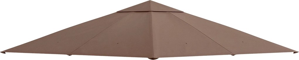 Stínění na zahradní altán Outsunny, cca 3 x 3 m, voděodolné, náhradní stříška, kryt altánu, sluneční ochrana, 8 odtokových otvorů, polyester, Káva | A