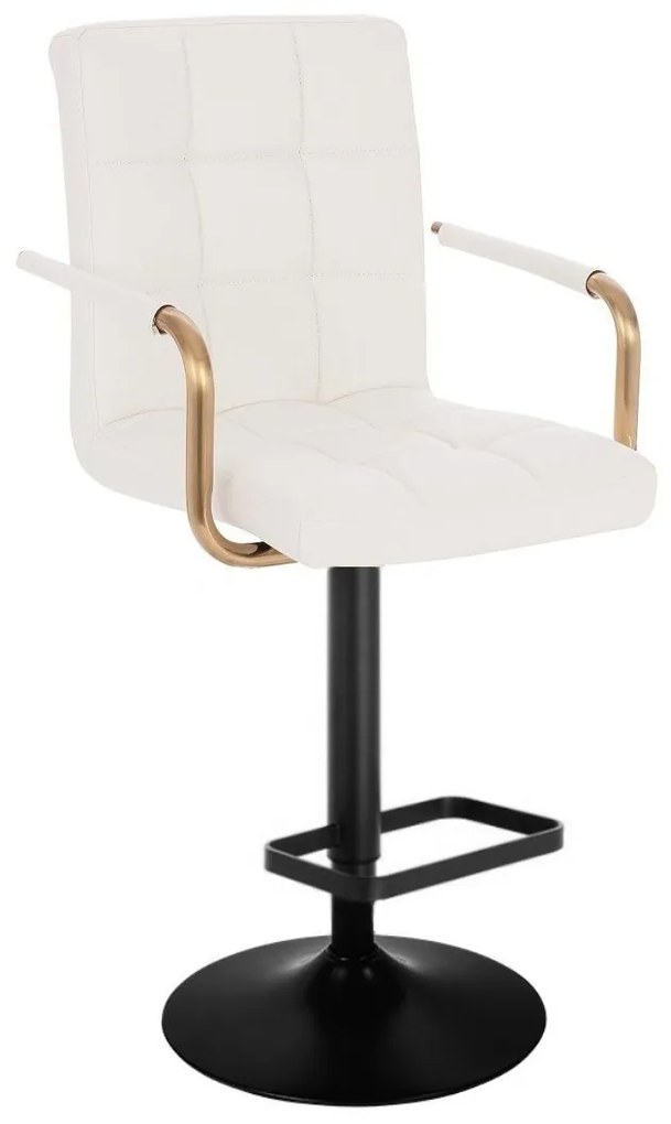 LuxuryForm DESIGN Barová židle VERONA GOLD na černé kulaté podstavě - bílá