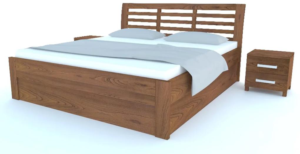 Dřevěná postel z masivu Postelia GABRIELA Buk postel s úložným prostorem 200x210cm - bukové dvoulůžko o šíři masivu 4 cm