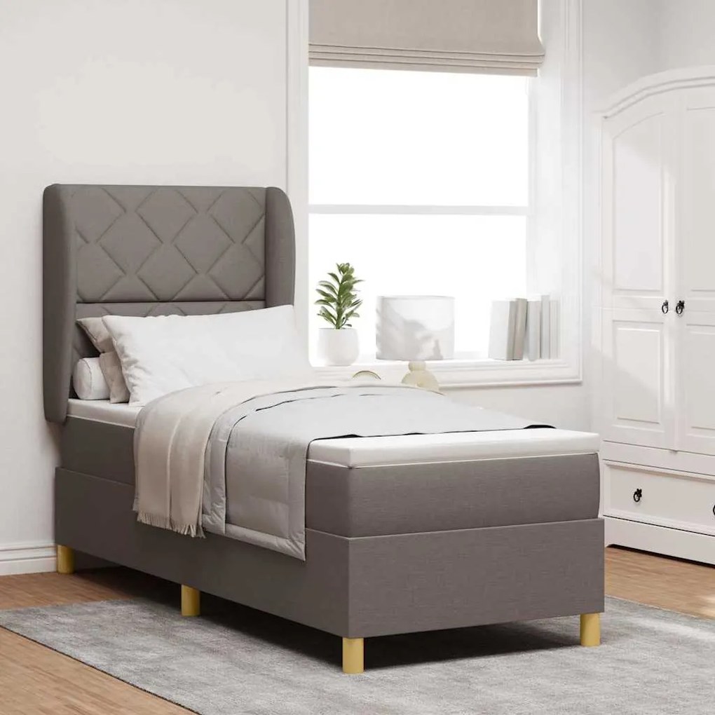 Postel s boxspringem s čelo Taupe 200 x 80 cm textil 3340785