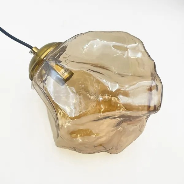 Lustr na lanku CRISTAL 3xE14/15W/230V mosaz/kouřová béžová