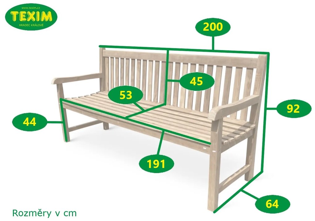 Nábytek Texim Nábytek Antonio Roma zahradní lavice teak 200 cm Počet míst: pro 4 osoby