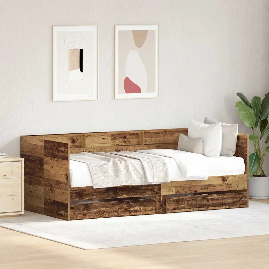 Daybed se zásuvkou Staré dřevo 100 x 200 cm Kompozitní dřevo 3333984