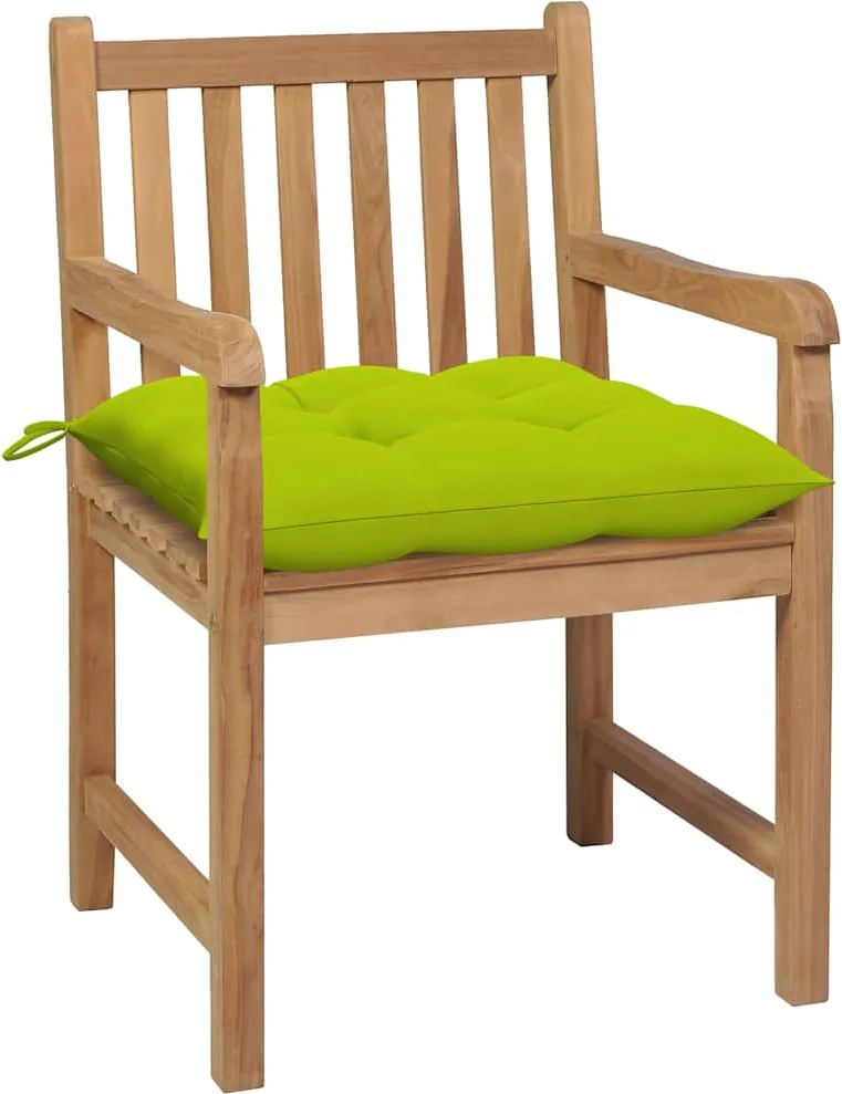 Zahradní židle 2 ks jasně zelené podušky masivní teak 3062756