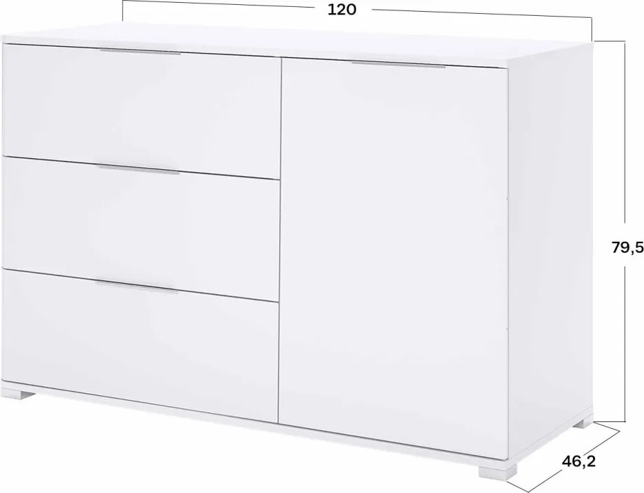Komoda 1dveřová 3šuplíková Super Mat Bílá Barton