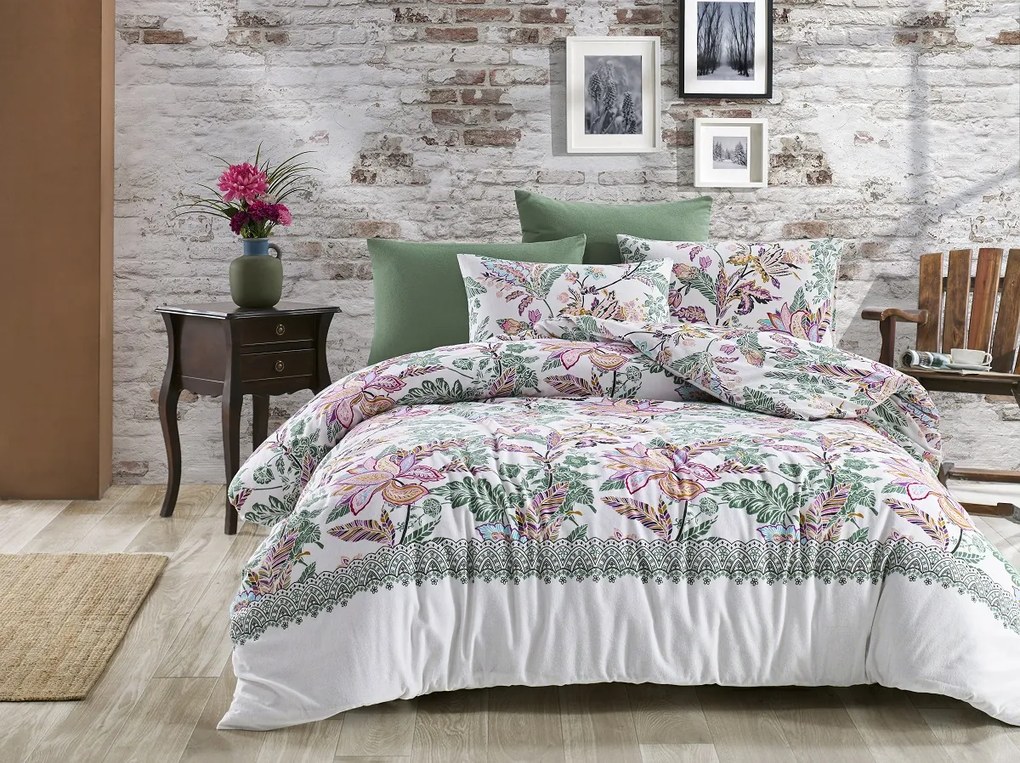 Povlečení flanelové Romantic Garden TiaHome - 1x Polštář 90x70cm, 1x Přikrývka 140x200cm