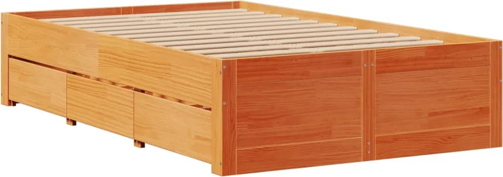 Postel bez matrace se zásuvkami hnědá 120x190 cm masiv borovice 3308824