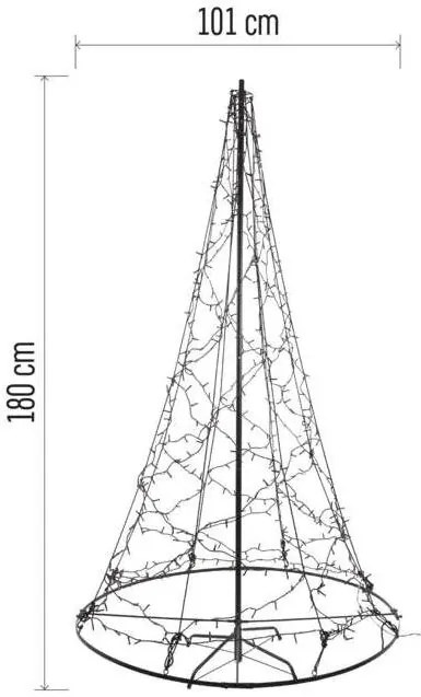 DCTW32 LED vánoční stromek, 180 cm, 7W venkovní i vnitřní, teplá bílá