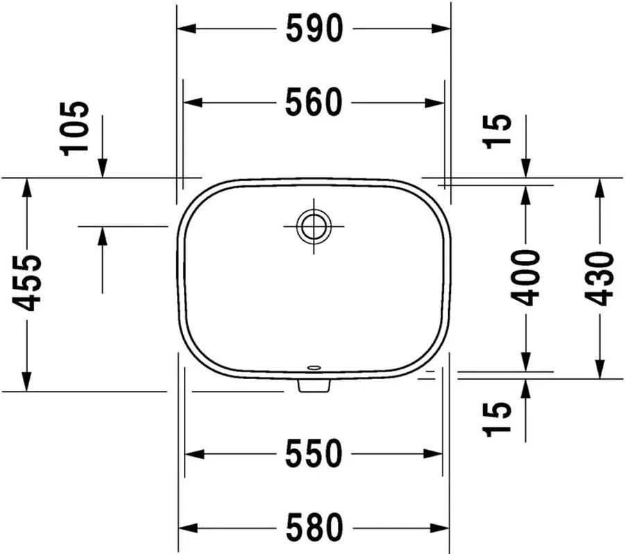 Duravit D-Code - Vestavěné umyvadlo, bez otvoru pro armaturu, 56 x 40 cm, bílé 0338560000