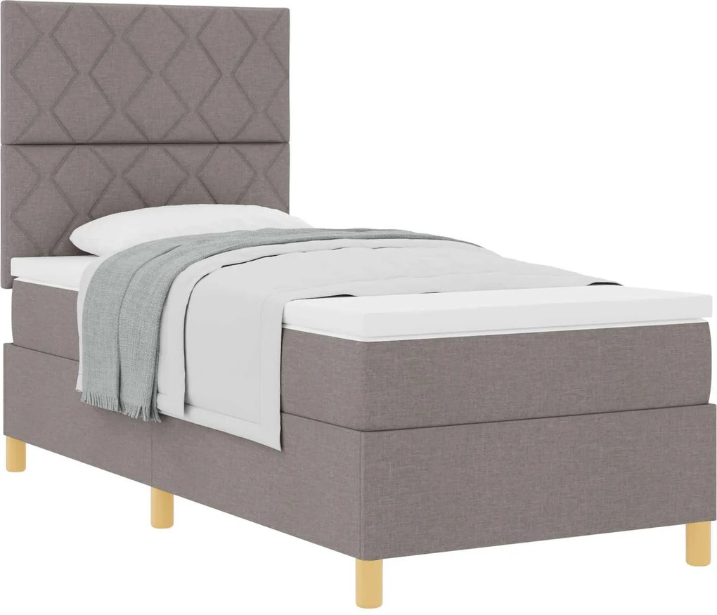 Postel s boxspringem s čelo Taupe 100 x 200 cm textil 3339676