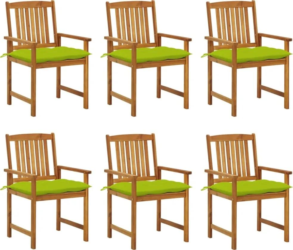 vidaXL Zahradní židle s poduškami 6 ks masivní akáciové dřevo [3078185] Barva: Zelená