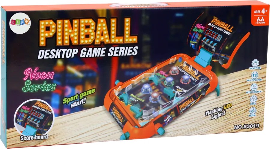 LEAN Toys Hra na obratnost Pinball – LED světla, zvuky, tabulka skóre