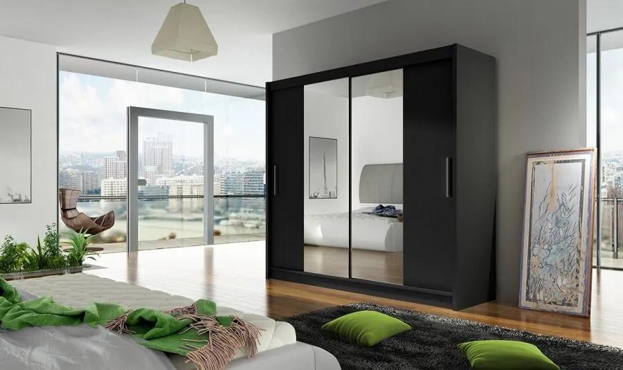 Casarredo - Komfort nábytek Šatní skříň BURGAS II černá/zrcadlo