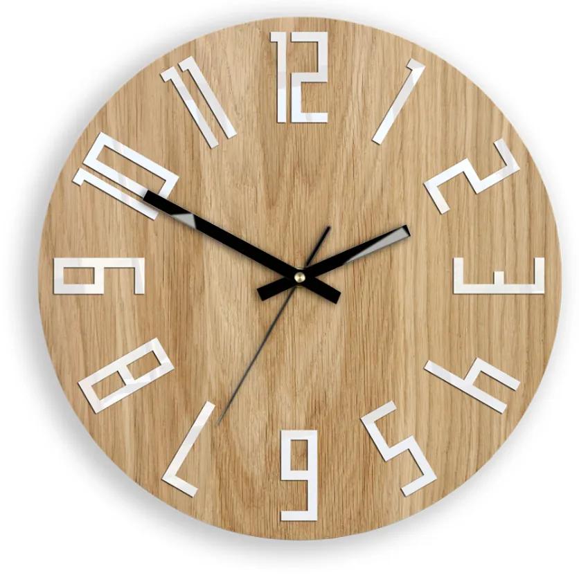 M.Clock Unikátní nástěnné dřevěné dubové hodiny 33,5cm různé barvy Barva: nebesky modrá