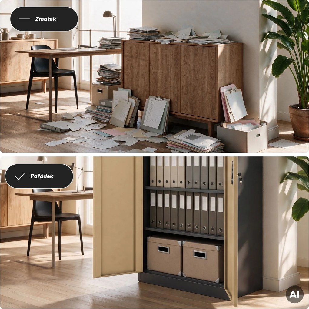 Kovová skříň s úložným prostorem antracitová/ořech, 900x1850x450 mm: TOMASZ Eco Design