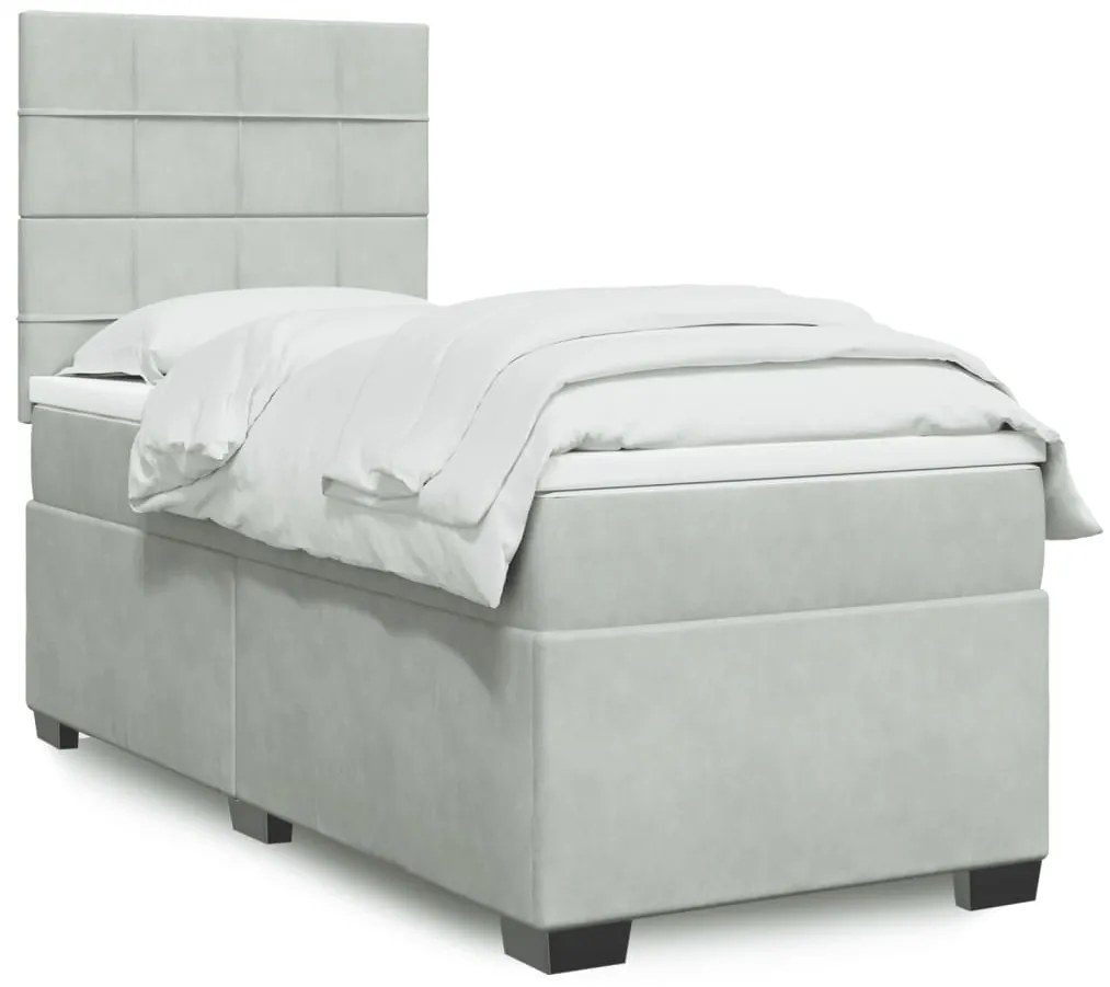 Box spring postel s matrací světle šedá 80 x 200 cm samet 3290762