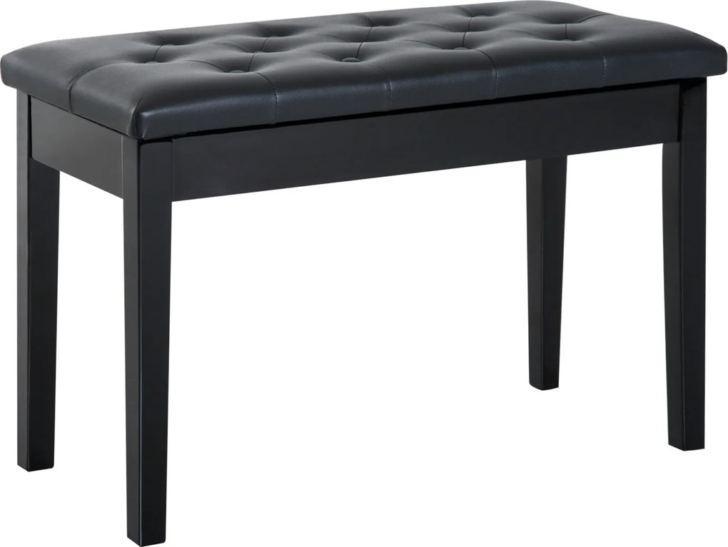 HOMCOM klavírní stolička klavírní lavice tradiční venkovský styl s úložným prostorem, kaučukové dřevo, umělá kůže černá, 76x36x50 cm pro hudebníky | …