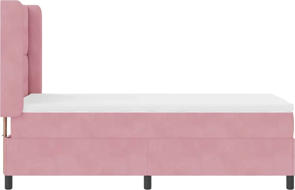 Postel s boxspringem s čelo Růžová 80 x 200 cm samet 3341983