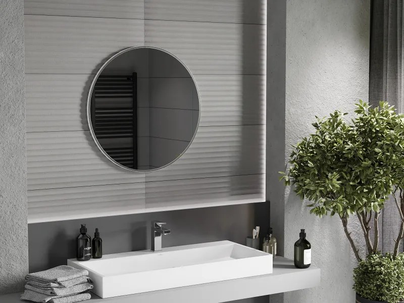 Mexen Loft, kulaté koupelnové zrcadlo 70 cm, barva rámu broušená ocel, 9850-070-070-000-10