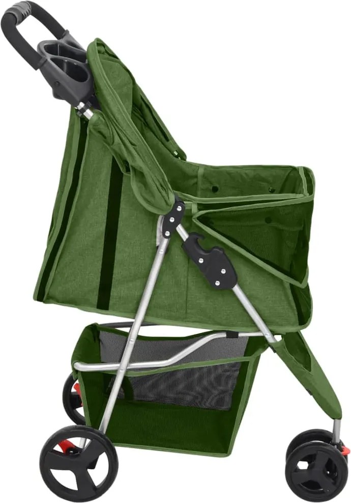 Skládací kočárek pro psa zelený 80x46x98 cm oxfordská tkanina 172198