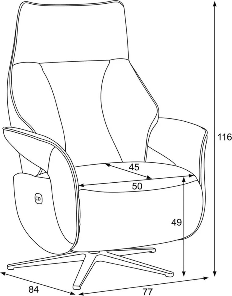 Autronic Relaxační křeslo BILBAO – elektrické zabudované ovládání, šedá, látka