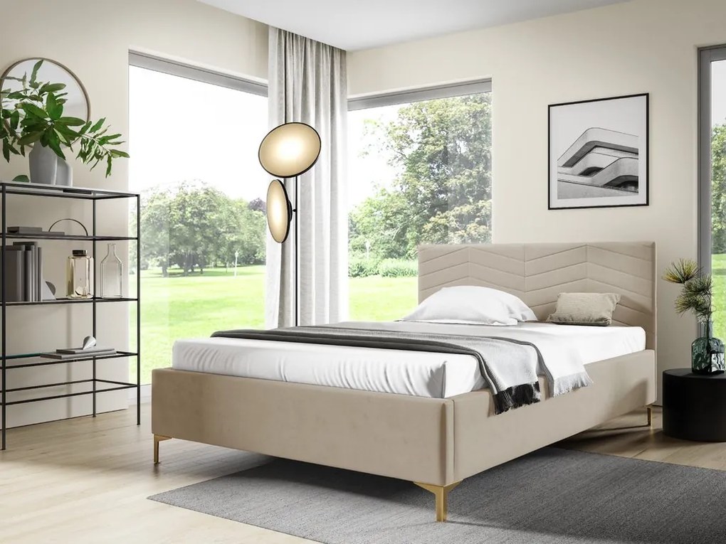 Eka Čalouněná postel ANNA+ 90x200 cm Barva látky Trinity: Světle růžová (Trinity 2319), Úložný prostor: Bez úložného prostoru