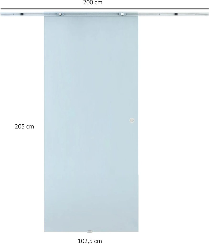 HOMCOM Posuvné skleněné dveře Posuvné skleněné dveře, matné sklo, 775/900/1025x2050 mm| Aosom