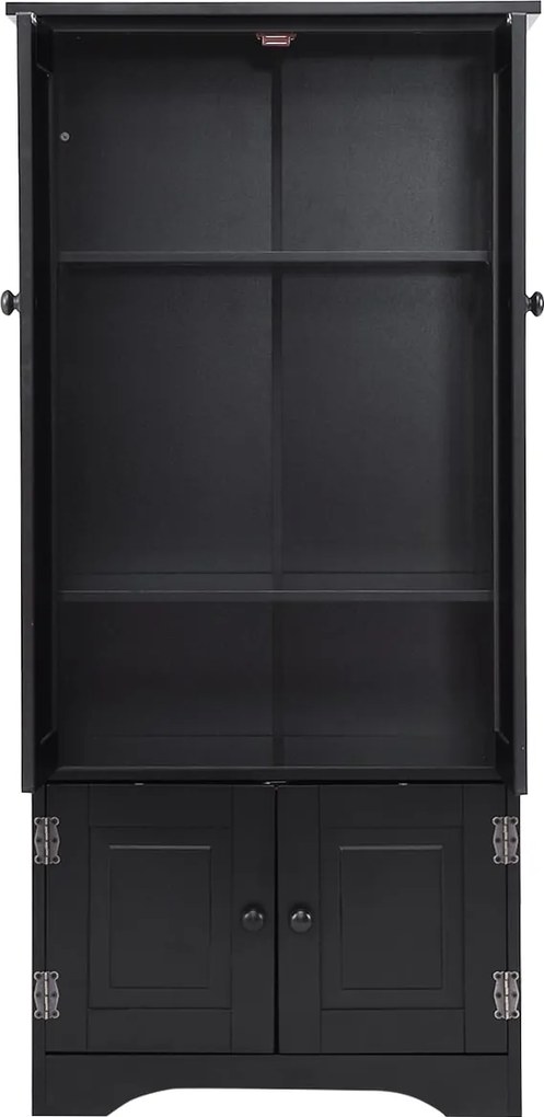 Costway Midi skříňka boční vysoká deska vysoká dřevo – 59 × 32 × 123 cm, černý