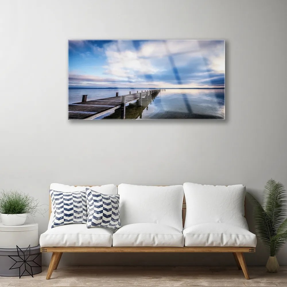 Obraz na skle Most Moře architektura 125x50 cm