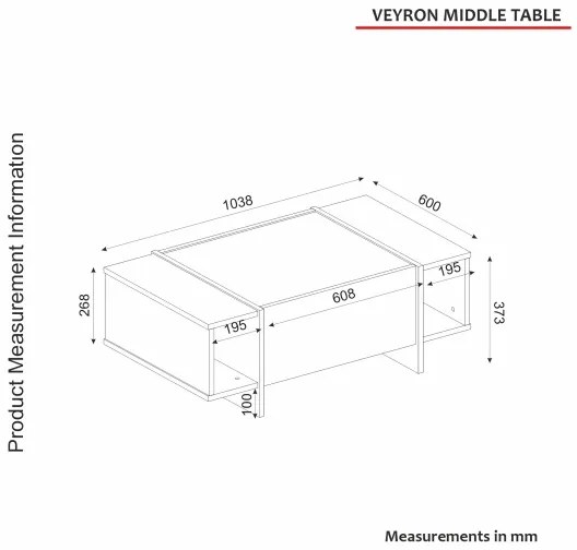 Konferenční stolek VEYRON 37,3x103,8 cm černá/zlatá