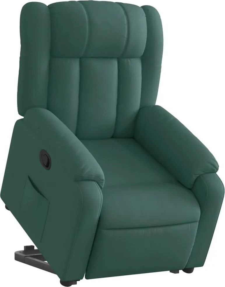 Zvedací polohovací křeslo tmavě zelené textil 3205322
