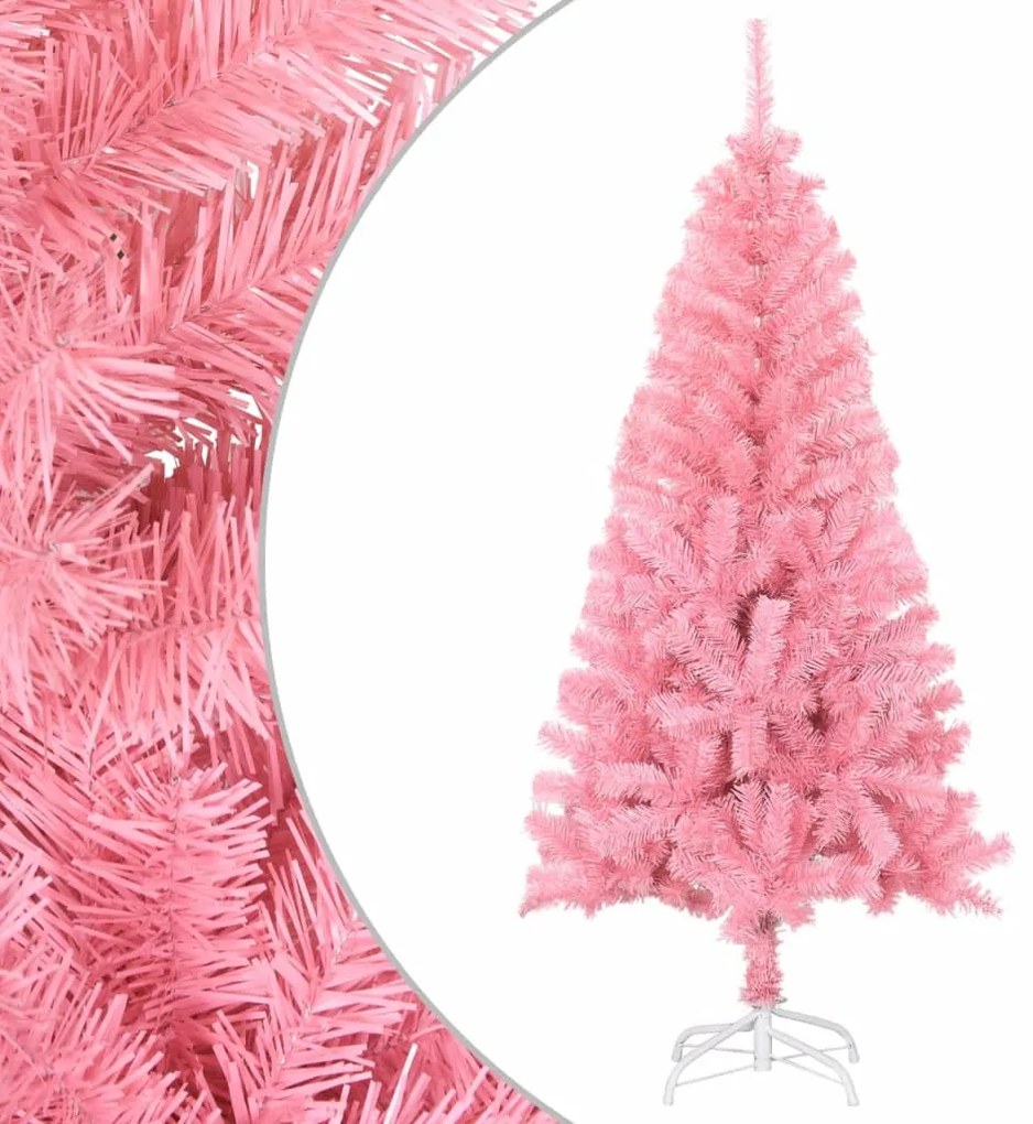 Umělý vánoční stromek se stojanem růžový 120 cm PVC 329177