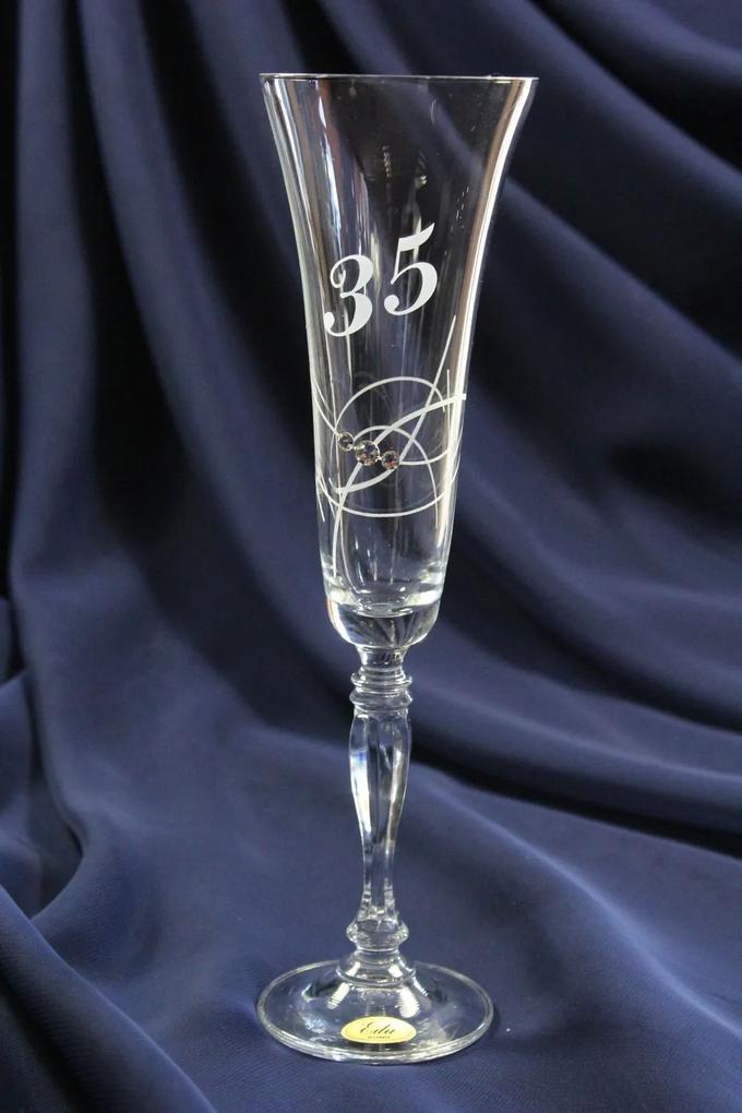 Výroční pohár na 35.narodeniny se swarovski krystaly ŠAMPAŇSKÉ 3.180 ml