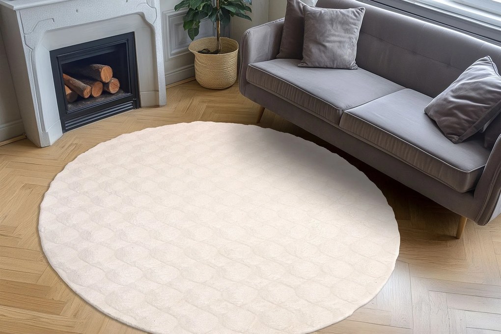Obsession, Kusový koberec Diamond Cut 800 Cream kruh, 200x200 (průměr) kruh, béžová, ložnice