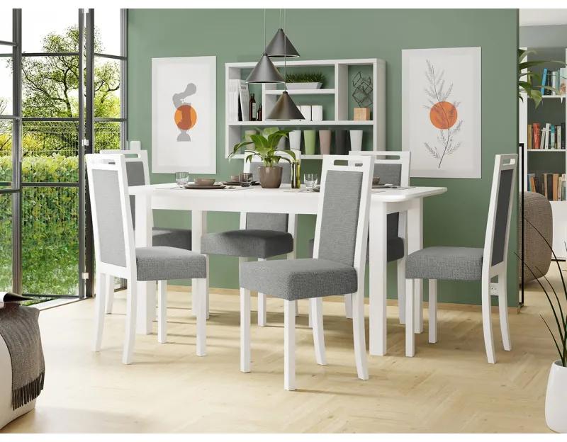 Rozkládací jídelní stůl se 6 židlemi AL10, Barva dřeva: ořech, Potah: 26x - Kronos 22