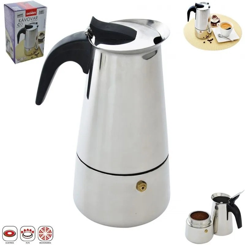 Florina  Kafetier Lungo nerezový espresso maker Kávovar 6 šálků