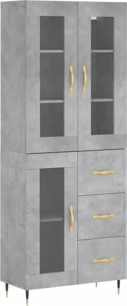 Skříň highboard betonově šedá 69,5x34x180 cm kompozitní dřevo 3198581