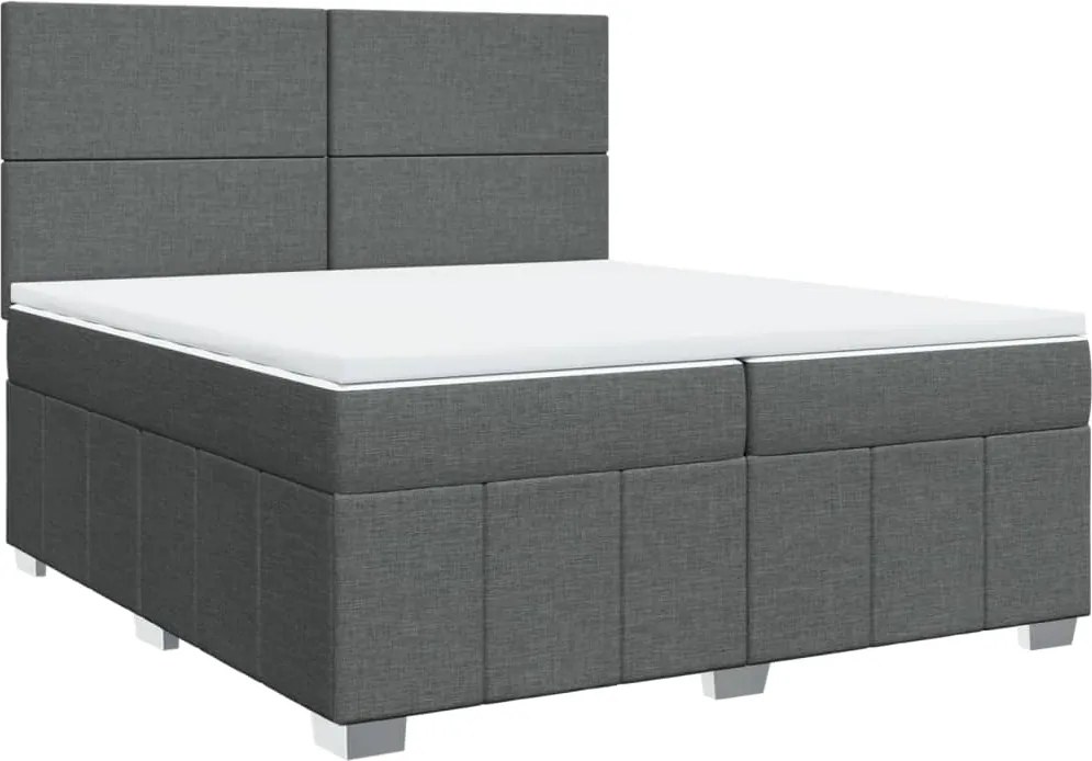 Box spring postel s matrací tmavě šedá 200x200 cm textil 3291769