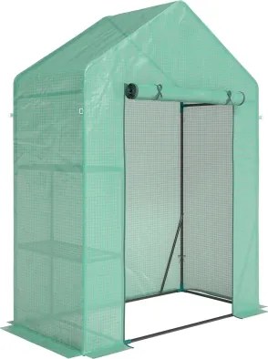 Outsunny zahradní skleník 143 x 73 x 195 cm s 2 odkládacími policemi, zelená