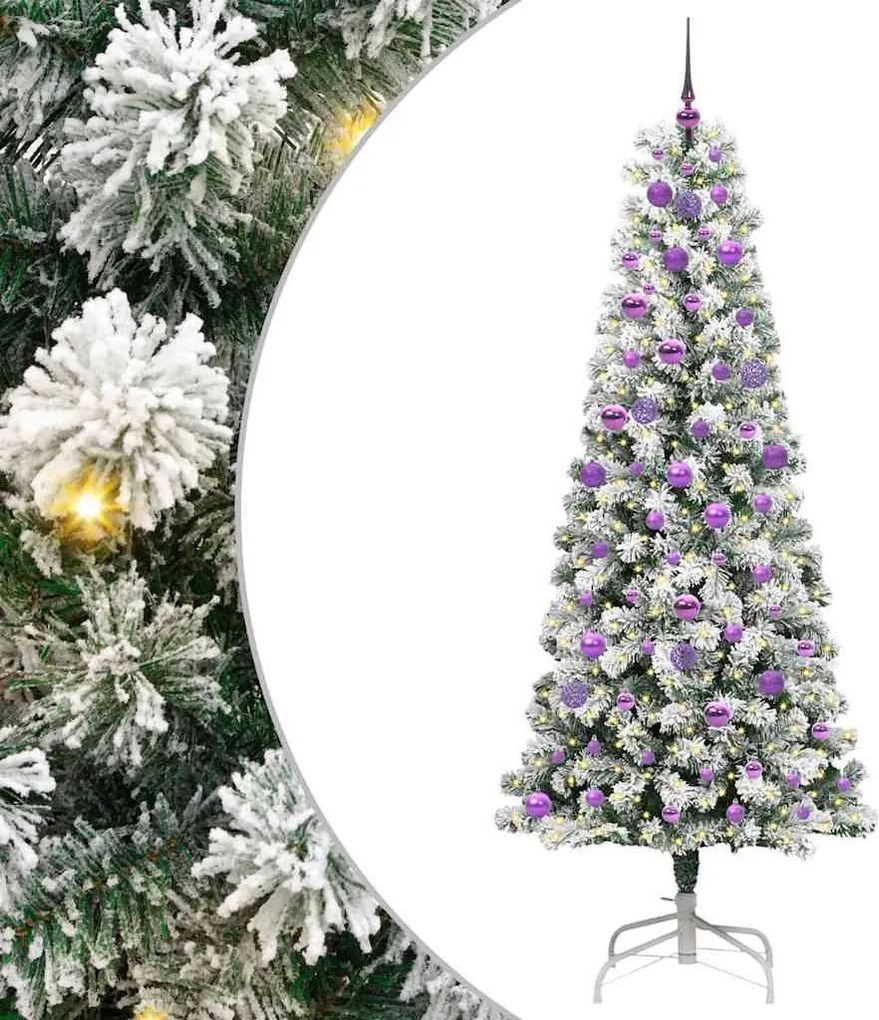 Umělý Skládací Vánoční Strom 300 LED Zelená a bílá 210 cm 3395610