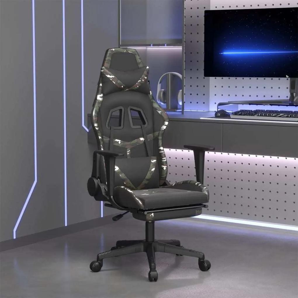 vidaXL Masážní herní židle s podnožkou umělá kůže [345434] Barva: bílá a růžová