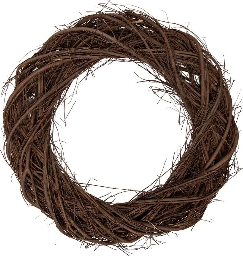 Přírodní hnědý proutěný věnec Woodly M - Ø 45*5 cm