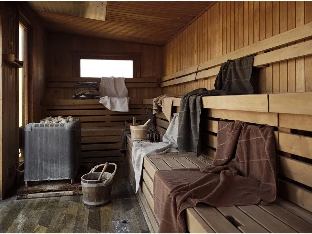 Taupe froté bavlněný ručník 50x100 cm Sauna – Zone